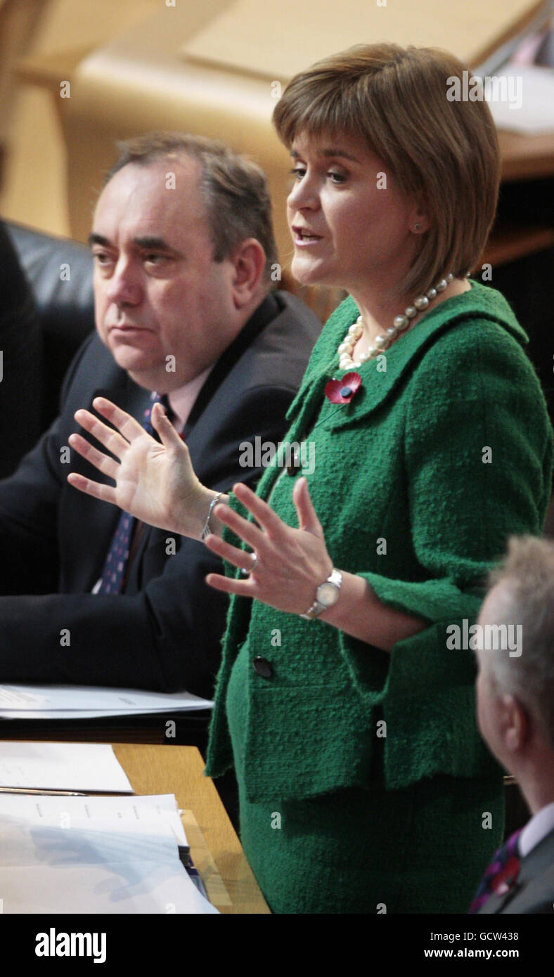 Scottish Health Secretary Nicola Sturgeon talks to the Scottish ...