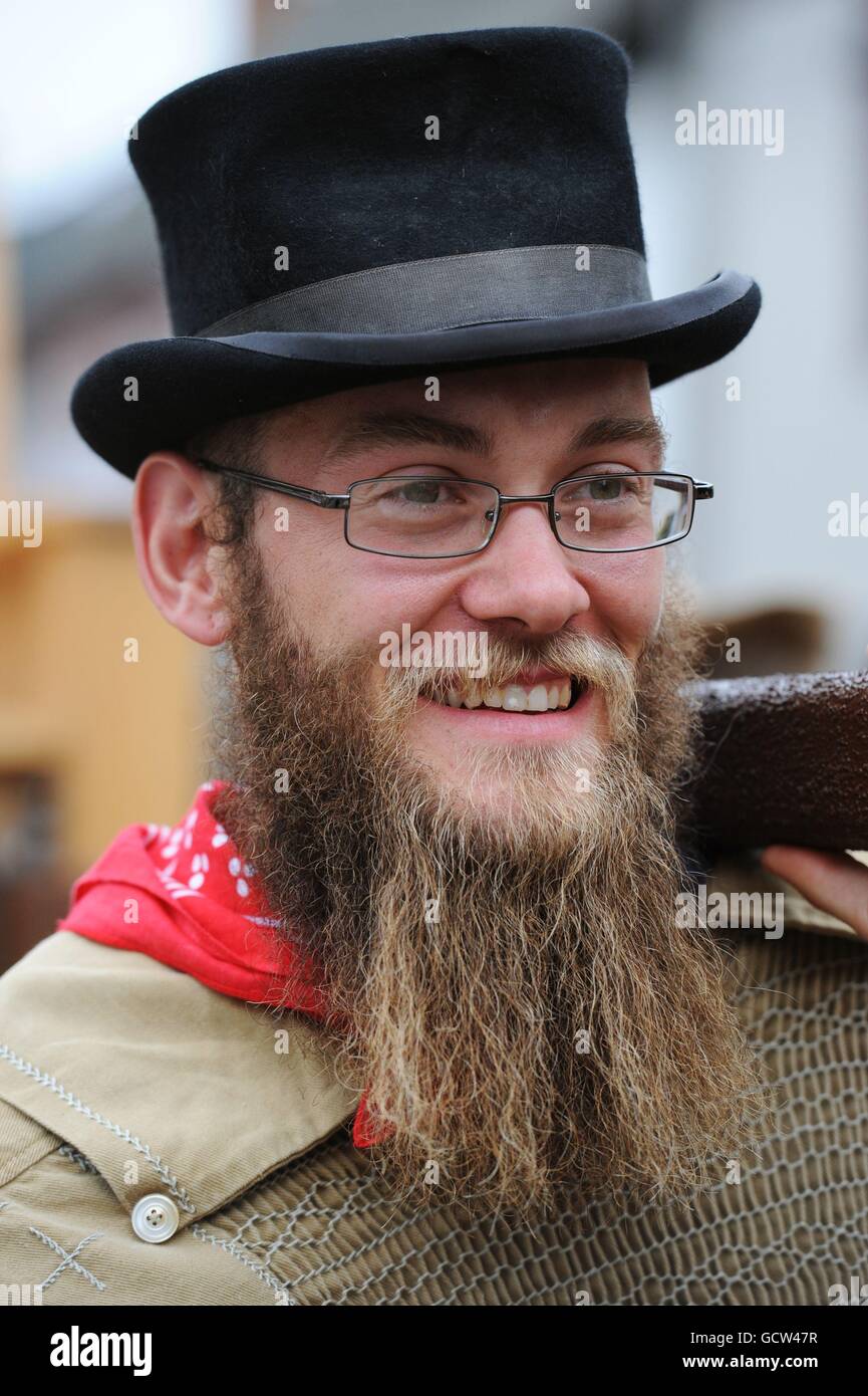 A chair bearer during the Dunmow Flitch trials in Great Dunmow, Essex ...