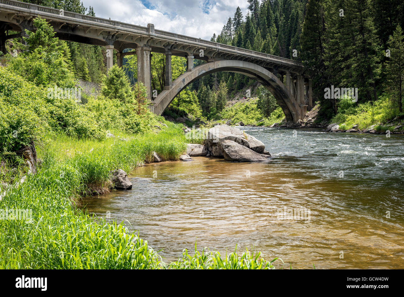 Iconic Rainbow bridge in the mountains of Idaho Stock Photo - Alamy