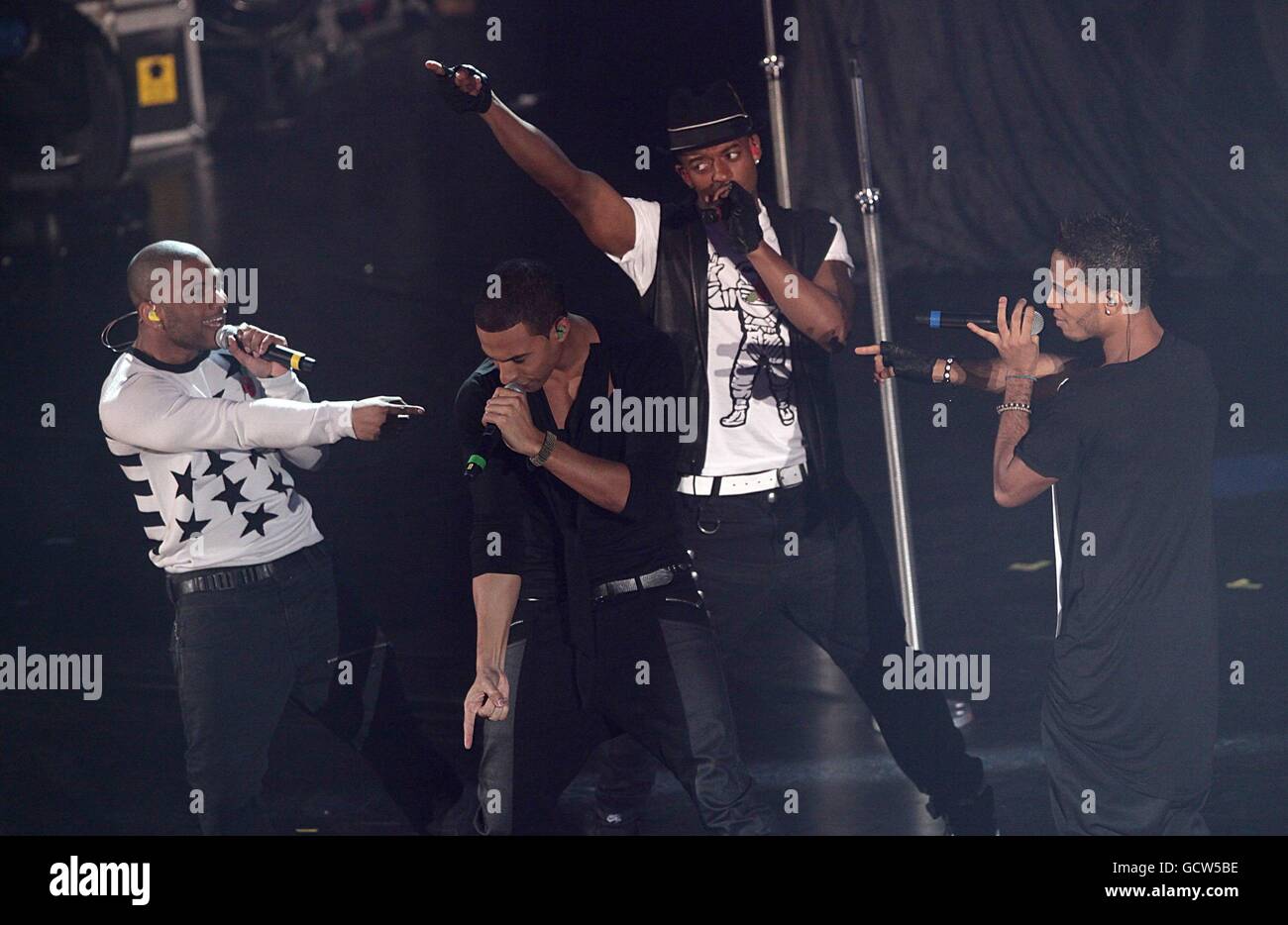 JLS (l-r) Jonathan 'JB' Gill, Marvin Humes, Ortise Williams and Aston ...