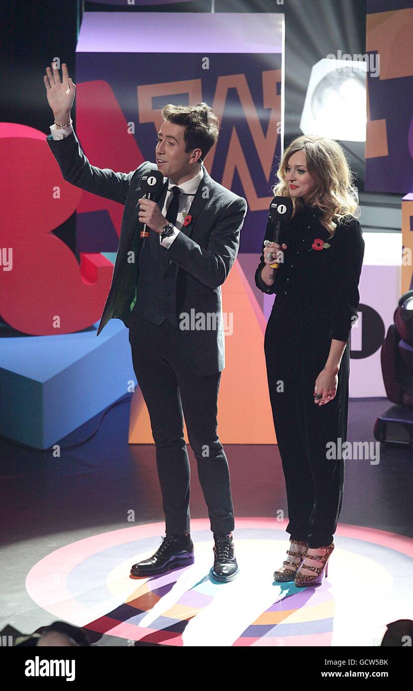 Nick Grimshaw and Fearne Cotton present on stage during the Radio 1 ...