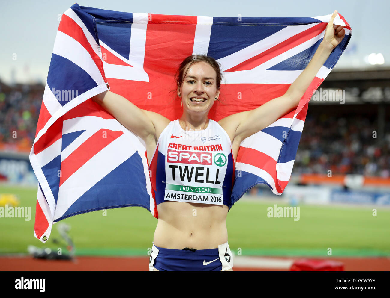 Great Britain's Steph Twell celebrates winning a bronze medal in the ...
