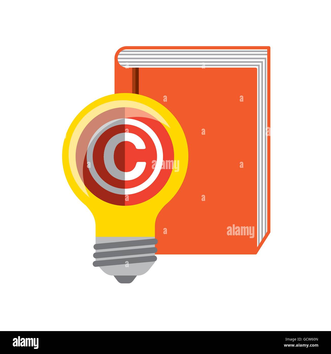 Book and bulb icon. Copyright design. Vector graphic Stock Vector Image ...