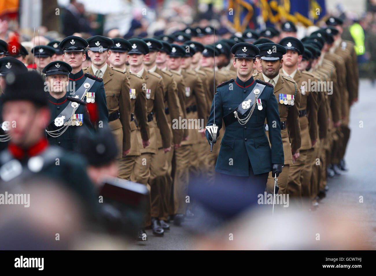 The 4th Battalion The Rifles march through Salisbury, Wiltshire after ...