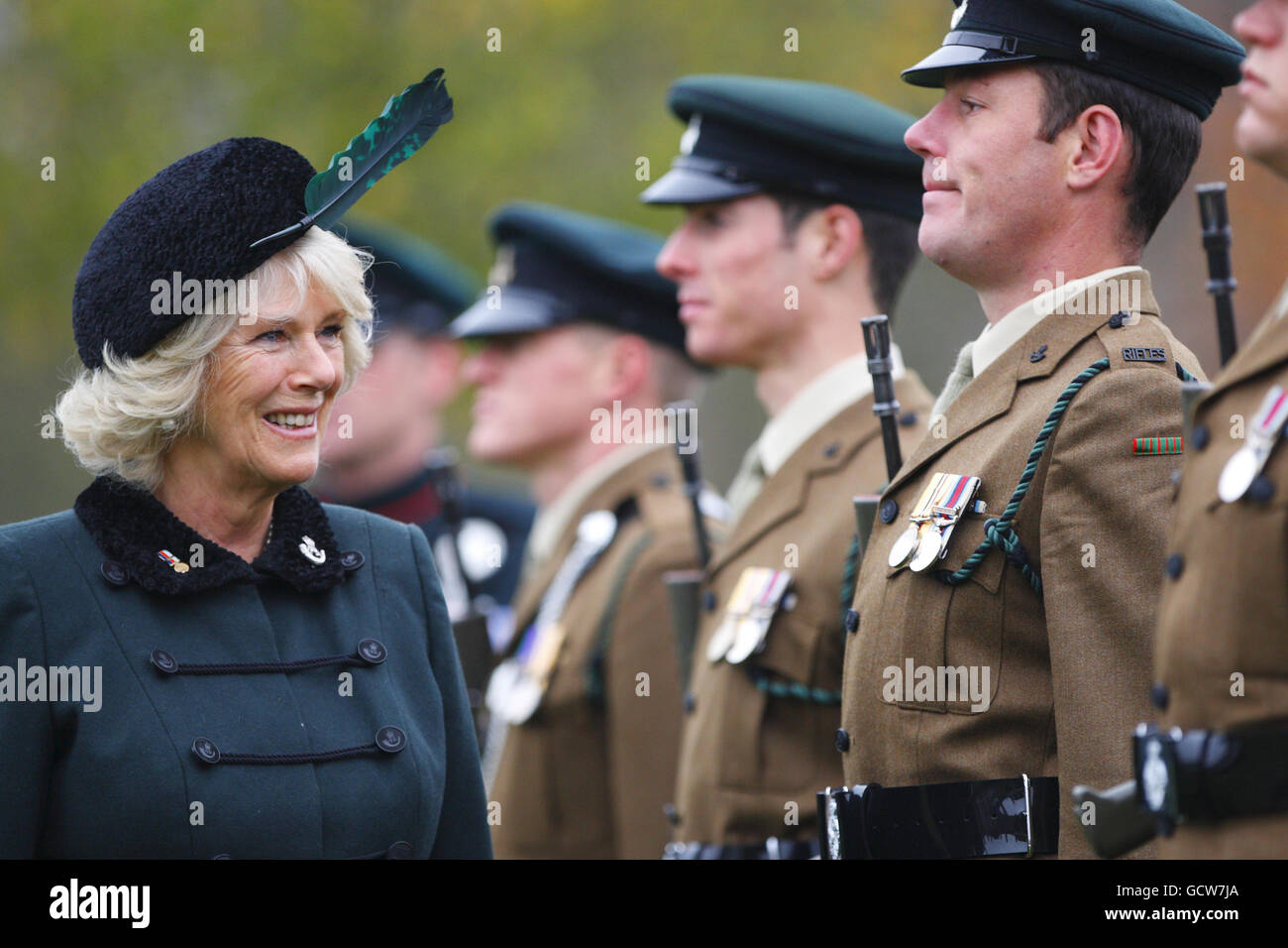 The Duchess of Cornwall watches the 4th Battalion The Rifles receive ...