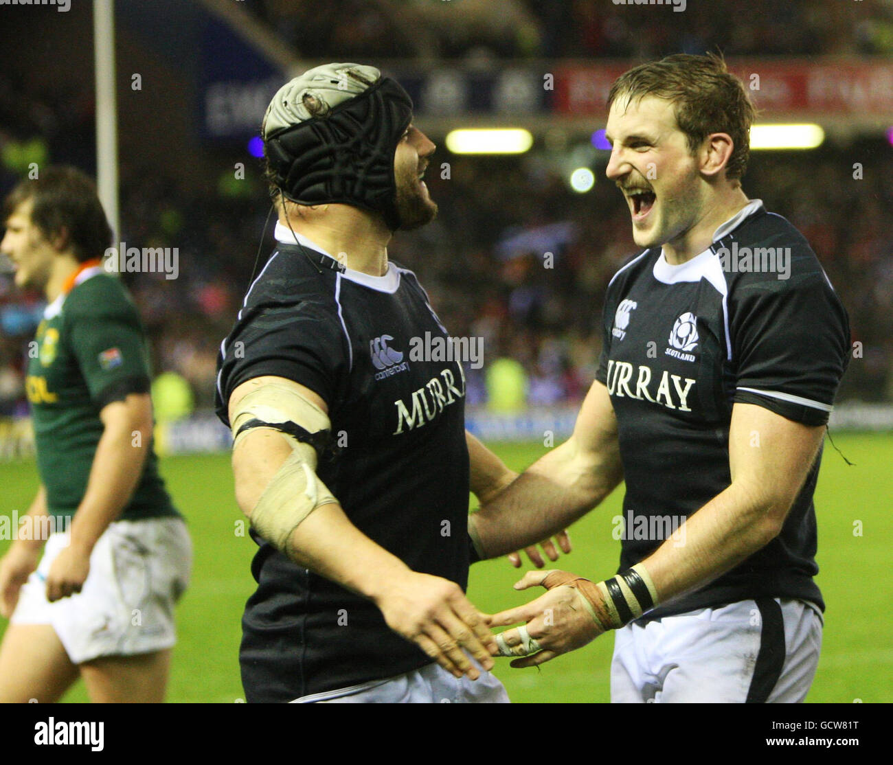 Scotland's John Barclay celebrates with Euan Murray after winning ...