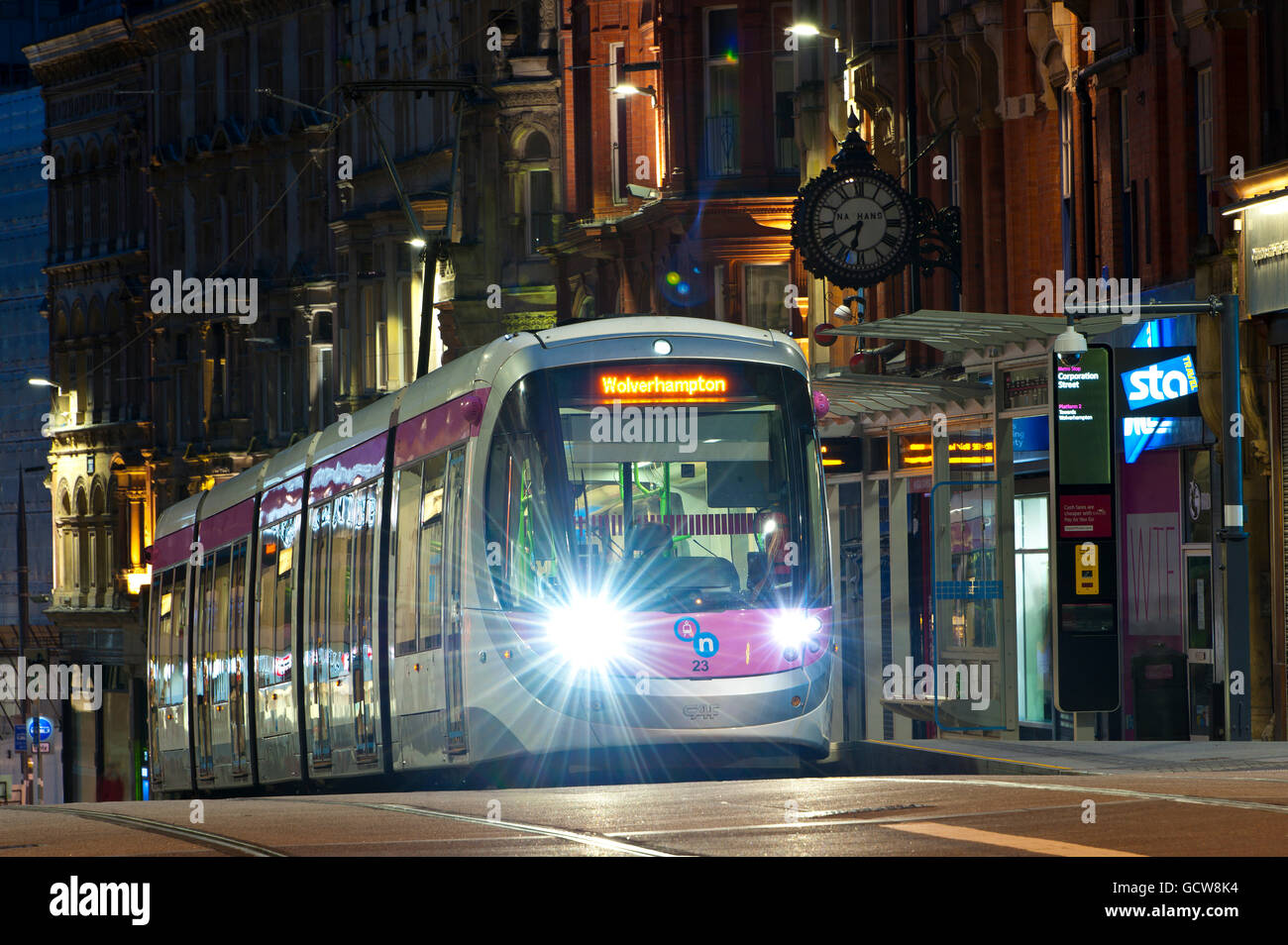 Tram system in Birmingham which runs from Birmingham to Wolverhampton ...