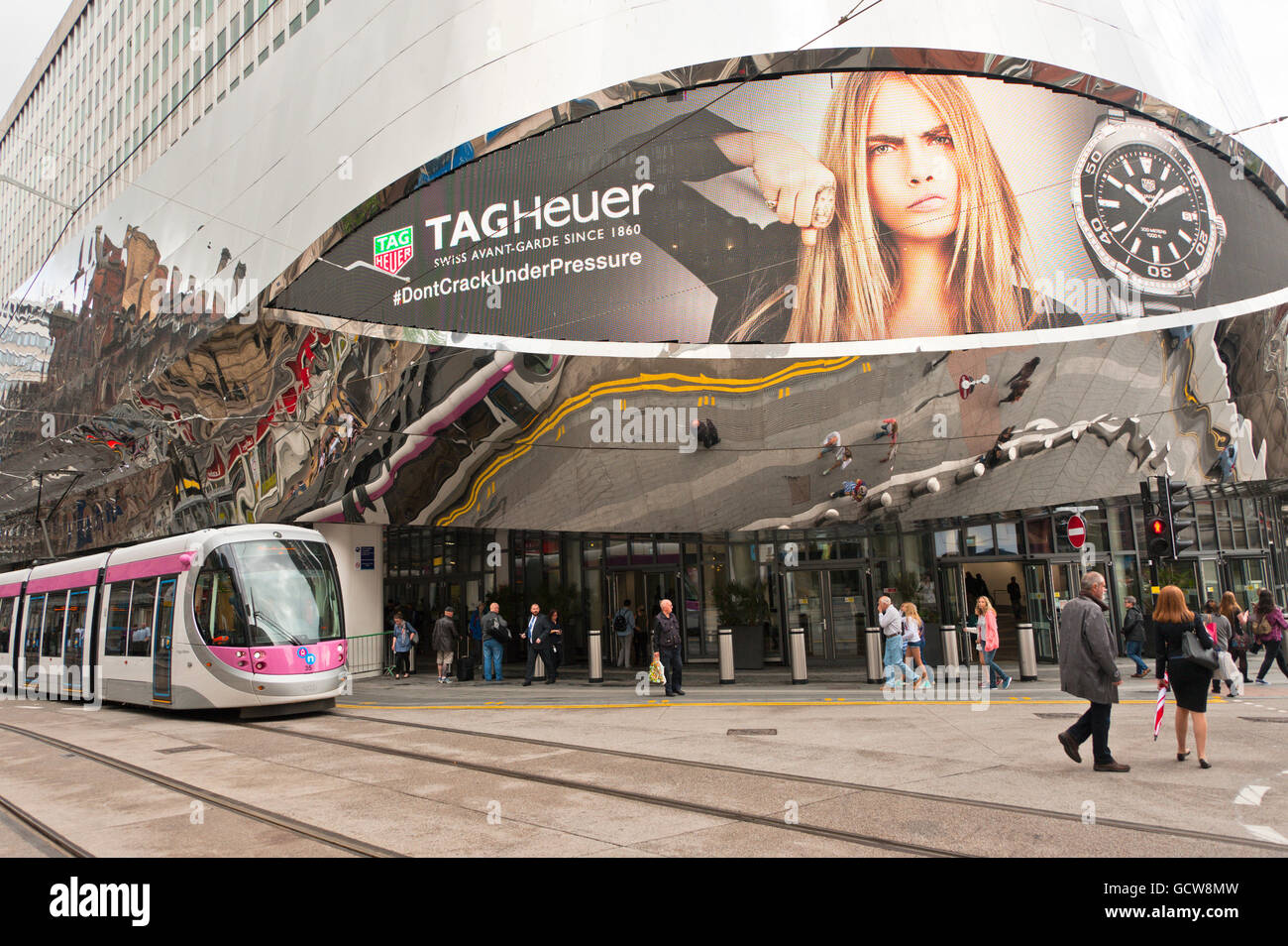 Tram system in Birmingham at New Street Station, which runs from ...