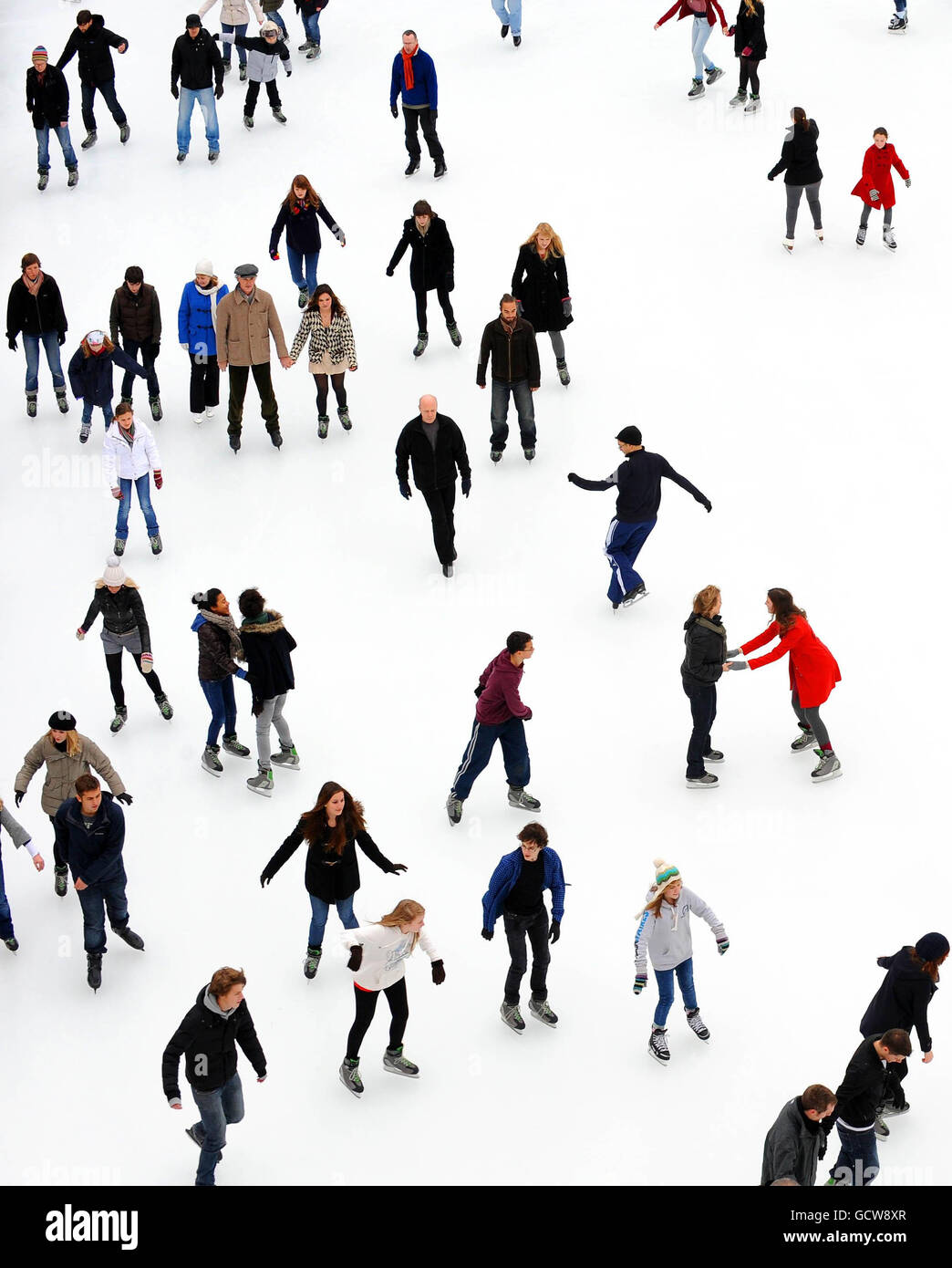 People enjoy ice skating at Somerset House Ice Rink, Strand in London ...