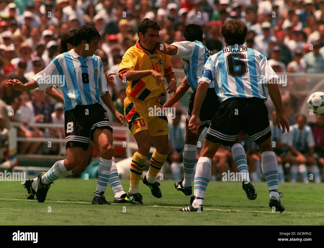 Gheorghe Hagi Romania And Oscar Ruggeri Argentina Hi Res Stock
