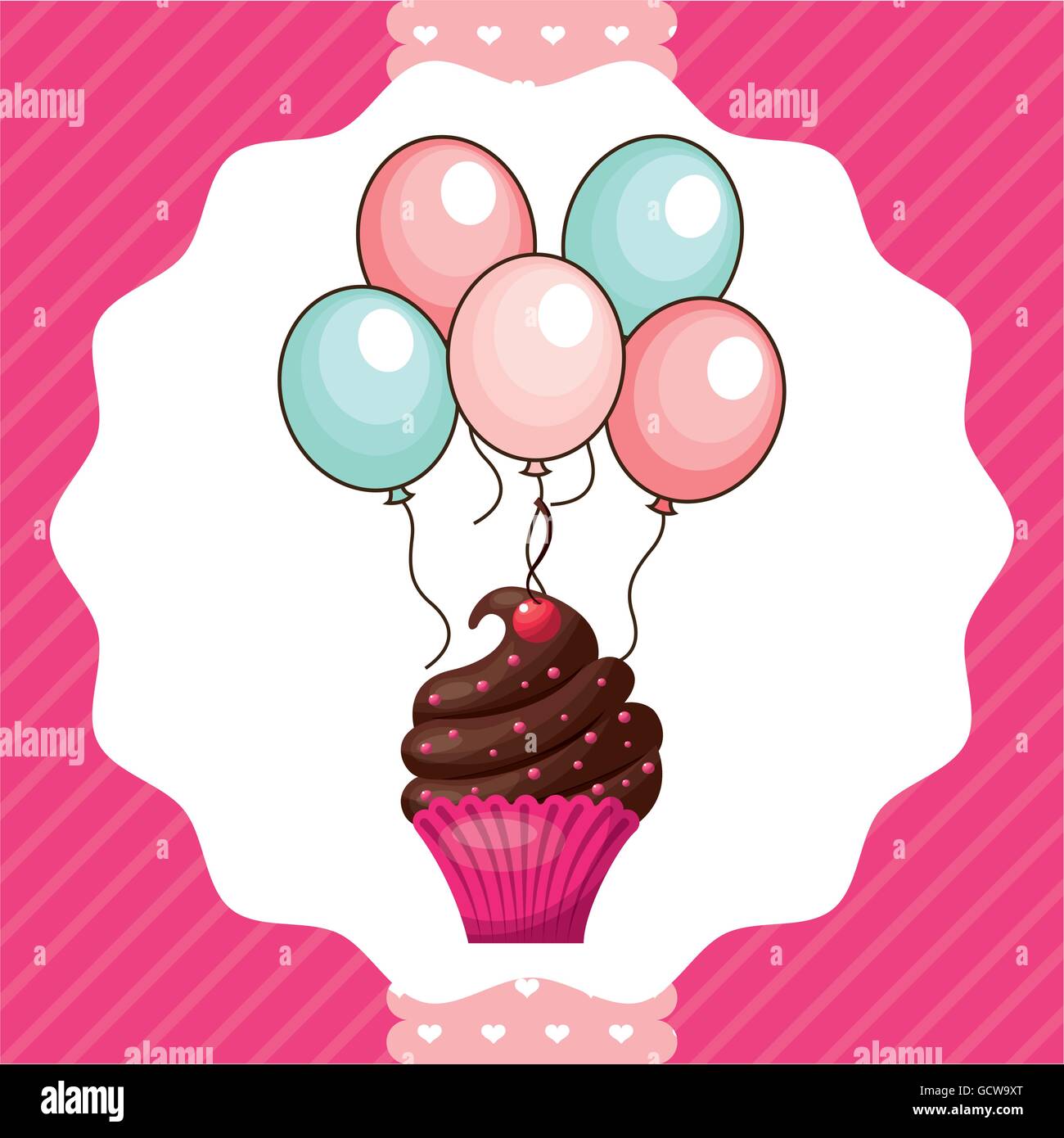 Cupcake and balloons icon. Happy Birthday design. Vector graphic Stock ...