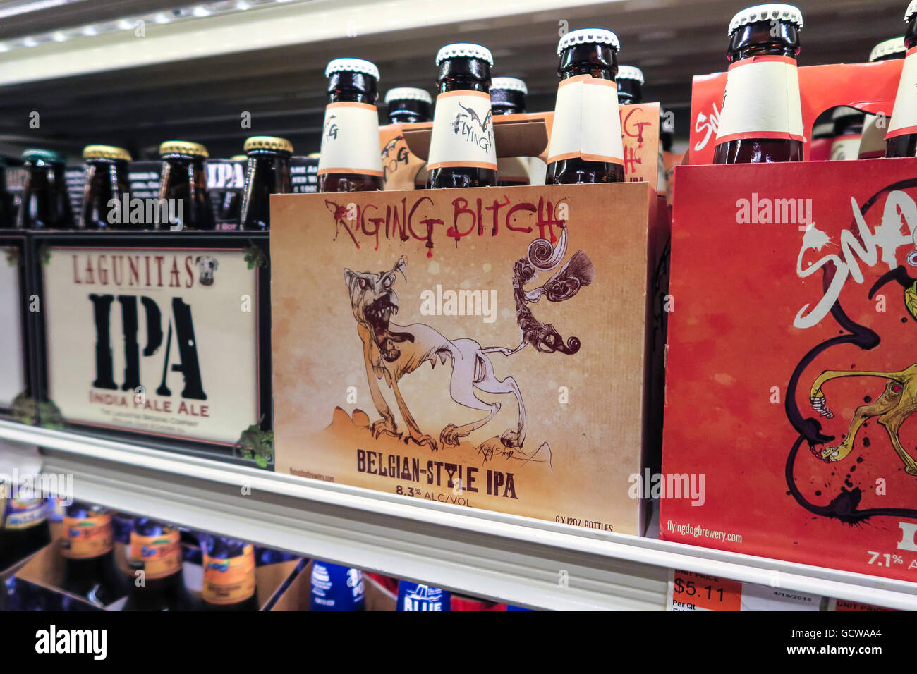 Craft Beer Section, Fairway Super Market, New York City, USA Stock ...
