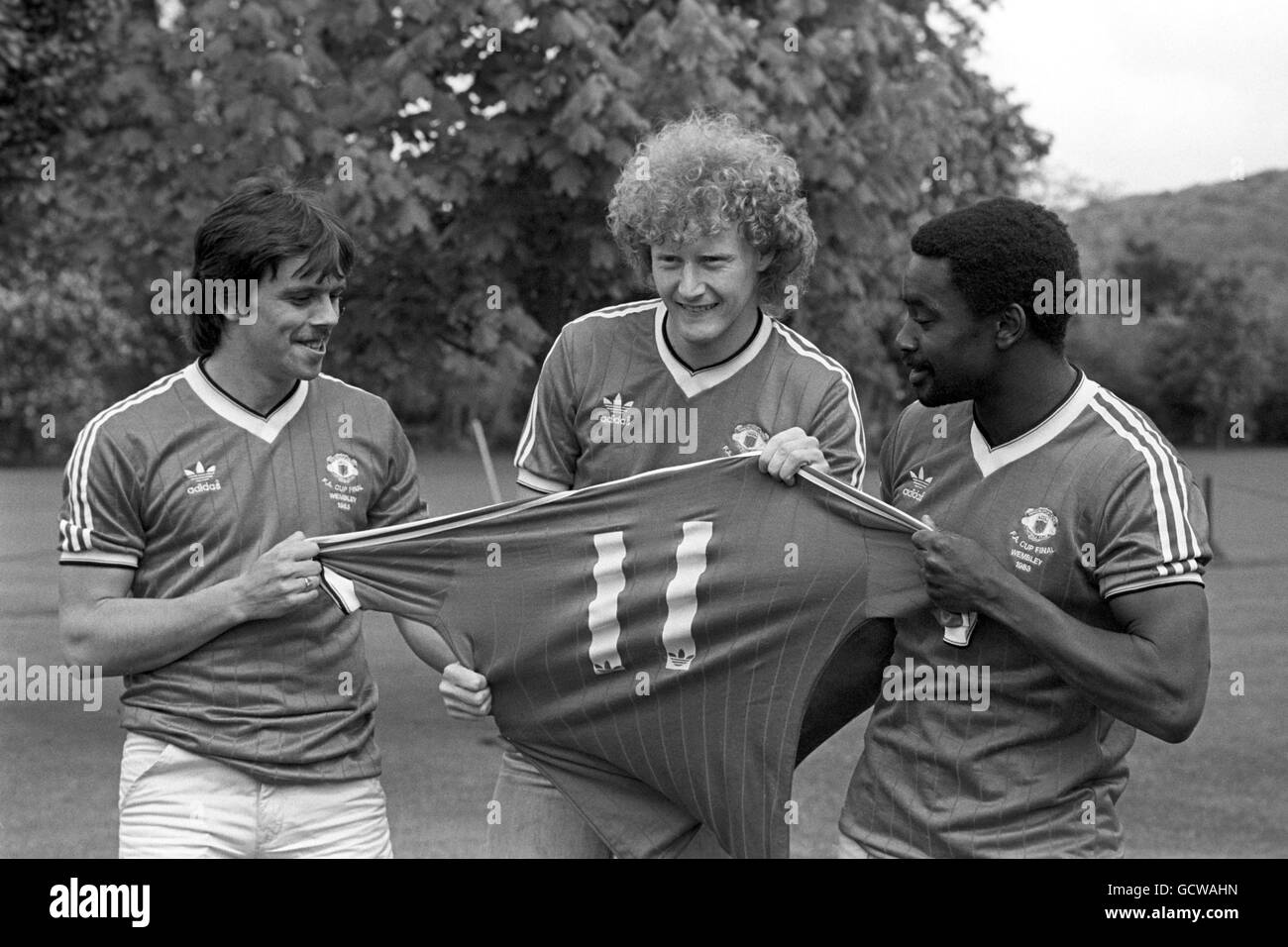 Three Manchester United players, left to right, Allan Davies, Ashley ...