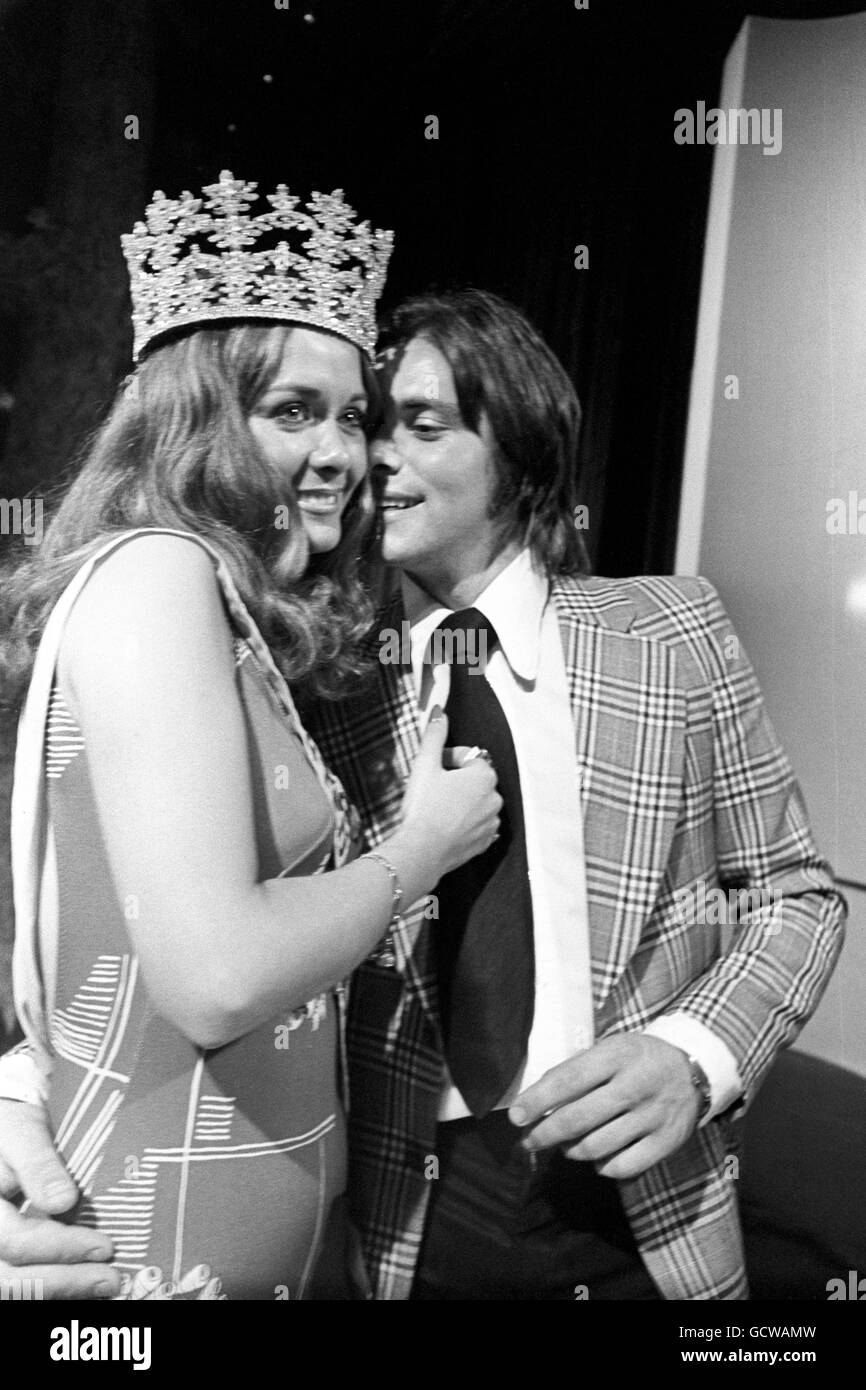 Helen Morgan, with her friend Christopher Clode, after she was crowned ...
