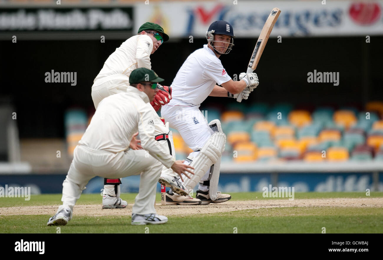 England's Jonathan Trott bats during the first Ashes Test at the Gabba ...