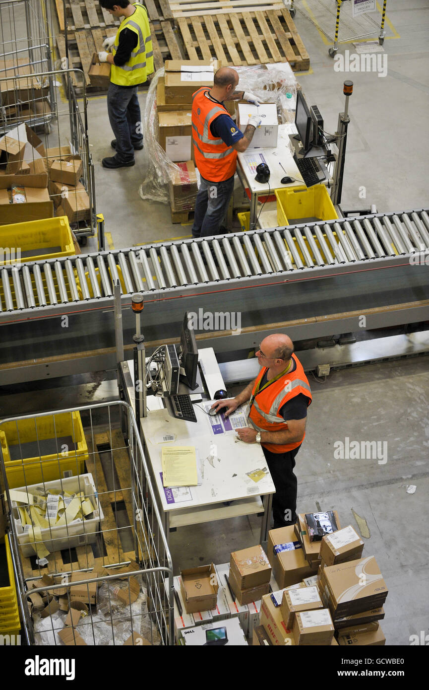A general view of the interior workers inside the Amazon distribution ...