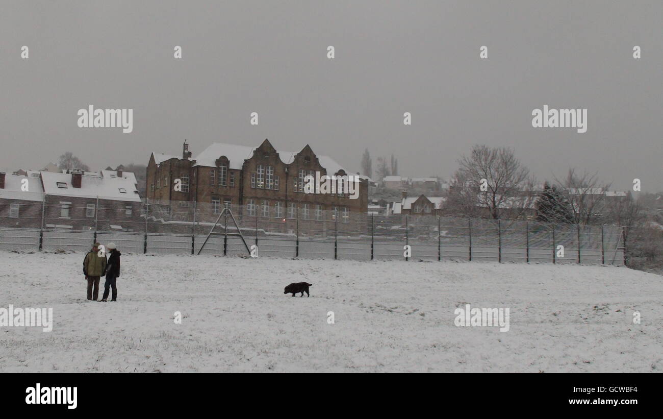 A wintery scene in Sheffield, as heavy snowfall continues across the ...