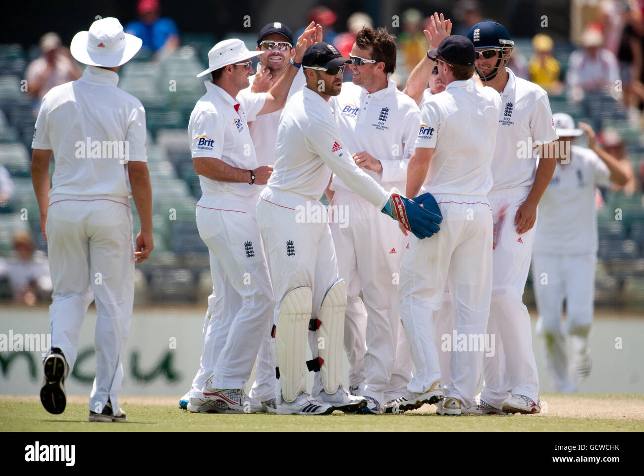 England's Graeme Swann celebrates dismissing Western Australia's Luke ...
