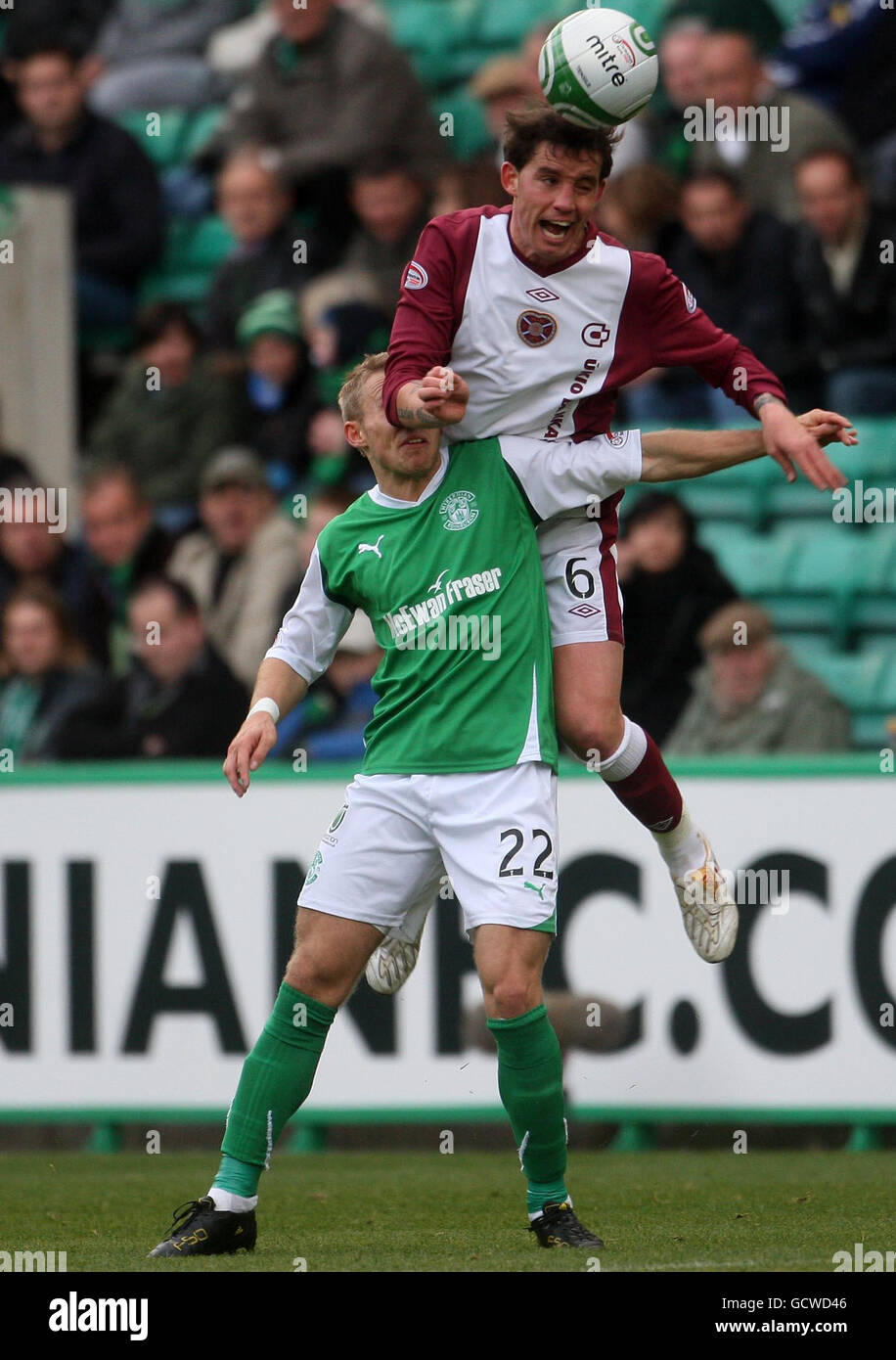 Heart's Ruben Paalzuelos (top) and Hibernian's Daniel Galbraith battle ...