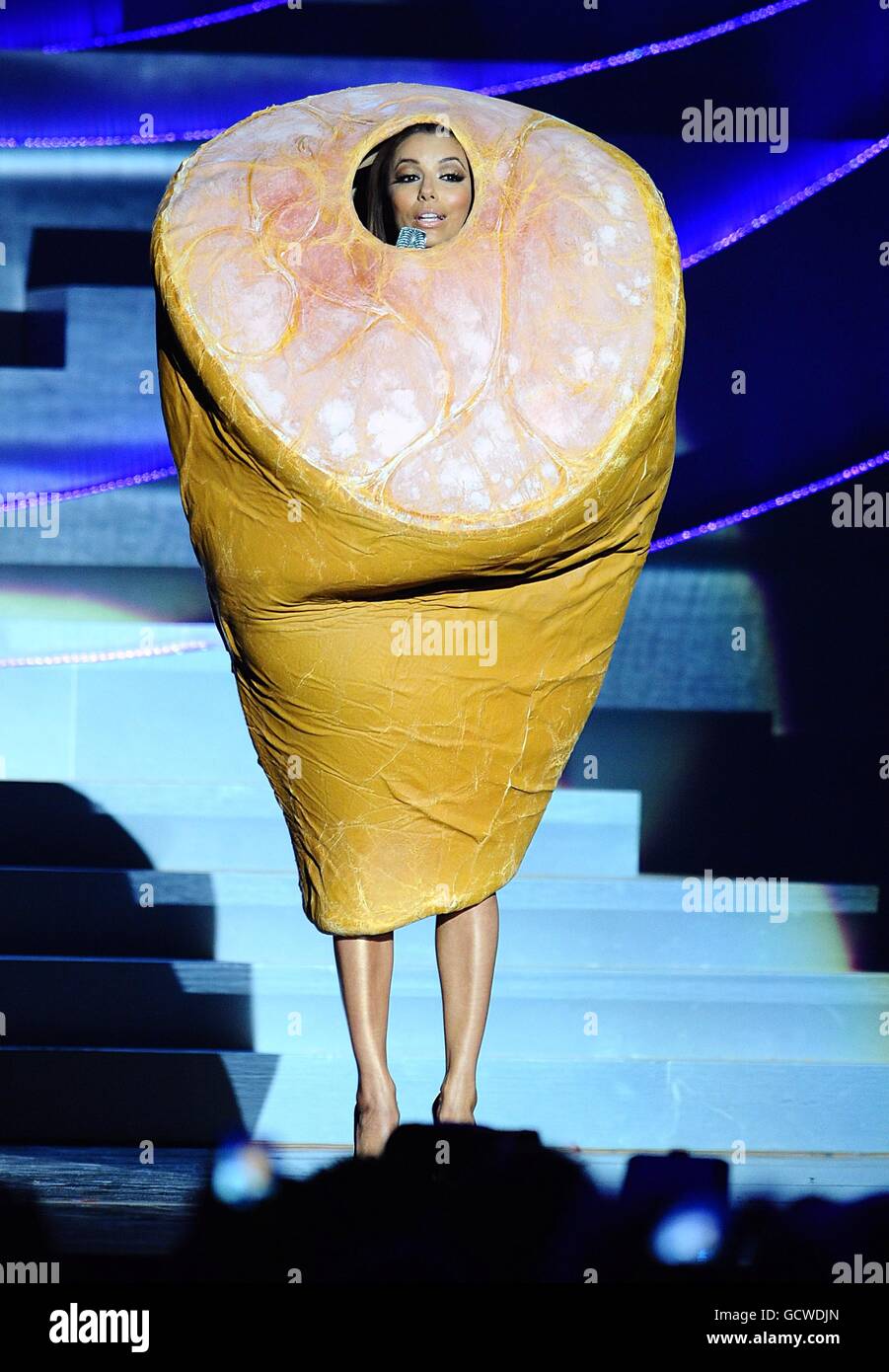 Eva Longoria Parker in a ham dress during the 2010 MTV Europe Music ...