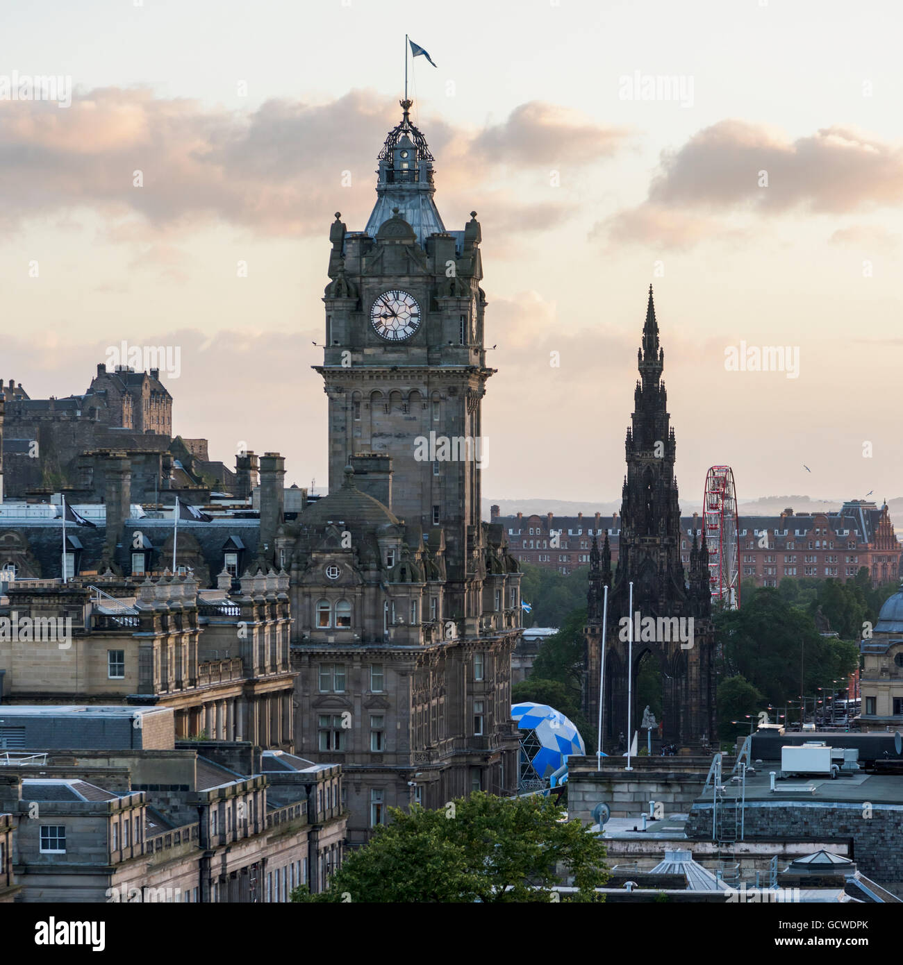 Clock tower at sunset; Edinburgh, Scotland Stock Photo - Alamy