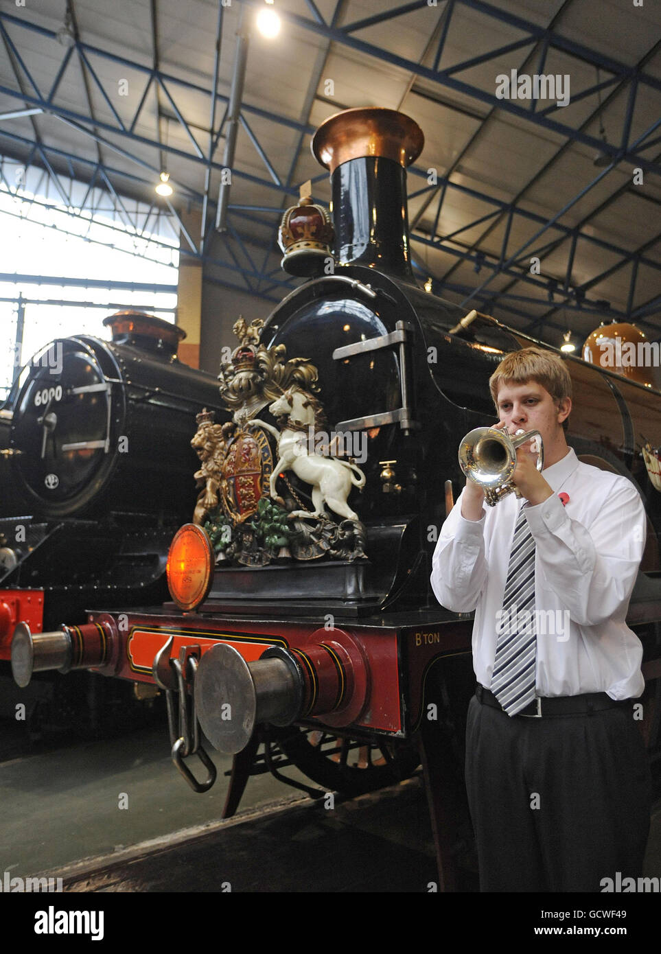 National Railway Museum worker Andrew Lickley, after playing the bugle ...