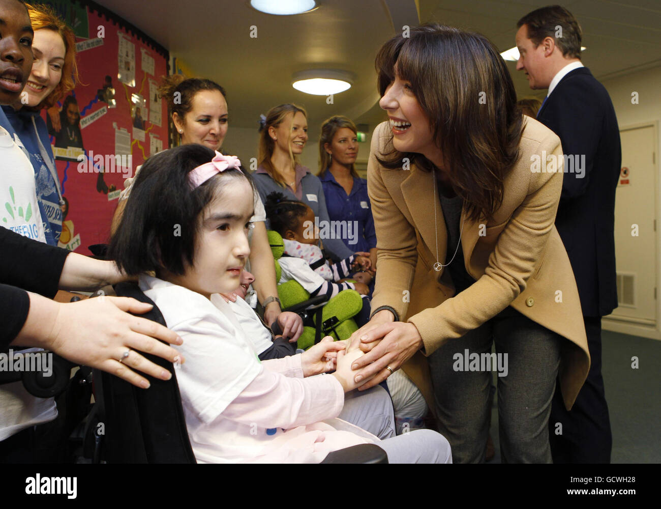 Britain's Prime Minister David Cameron and his wife Samantha visit the ...