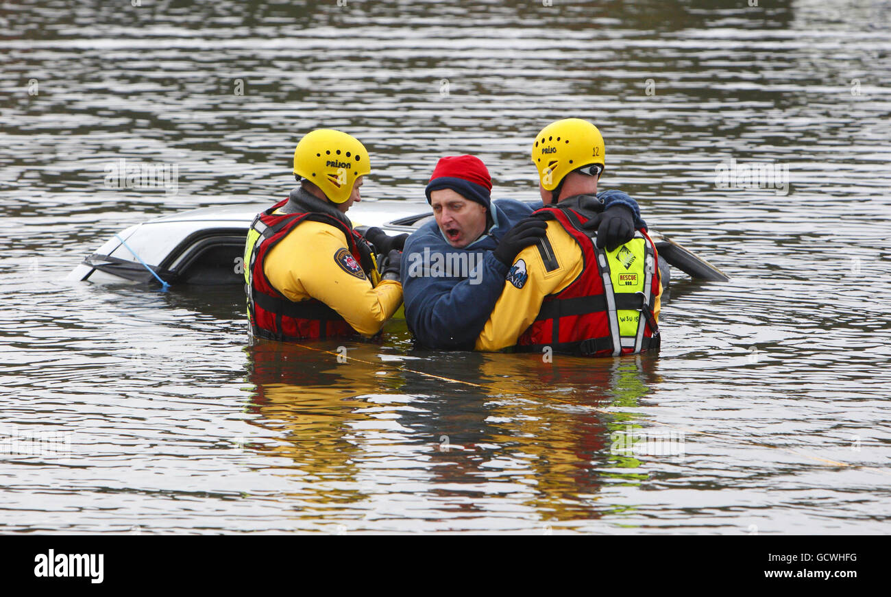 Emergency responders take part in a simulated flooding exercise at ...