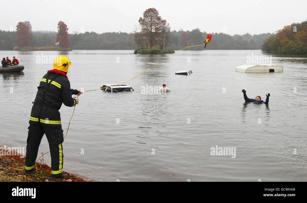 Emergency responders take part in a simulated flooding exercise at ...