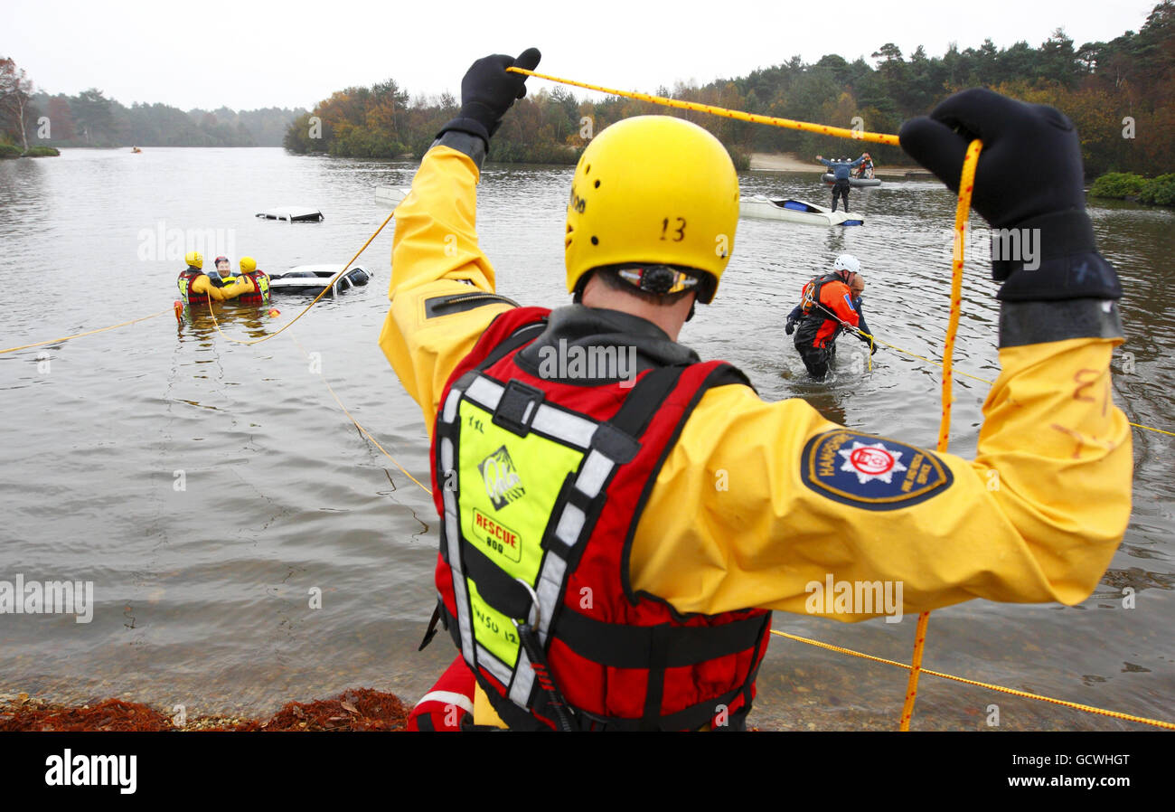 Emergency responders take part in a simulated flooding exercise at ...