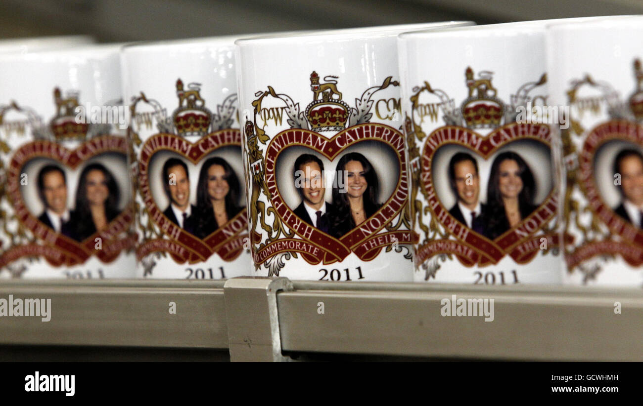 Commemorative mugs to mark the engagement of Prince William and Kate ...