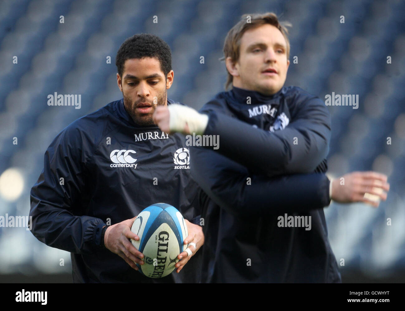 Scotland's Joe Ansbro (left) and Rory Lawson during the Captain's Run ...