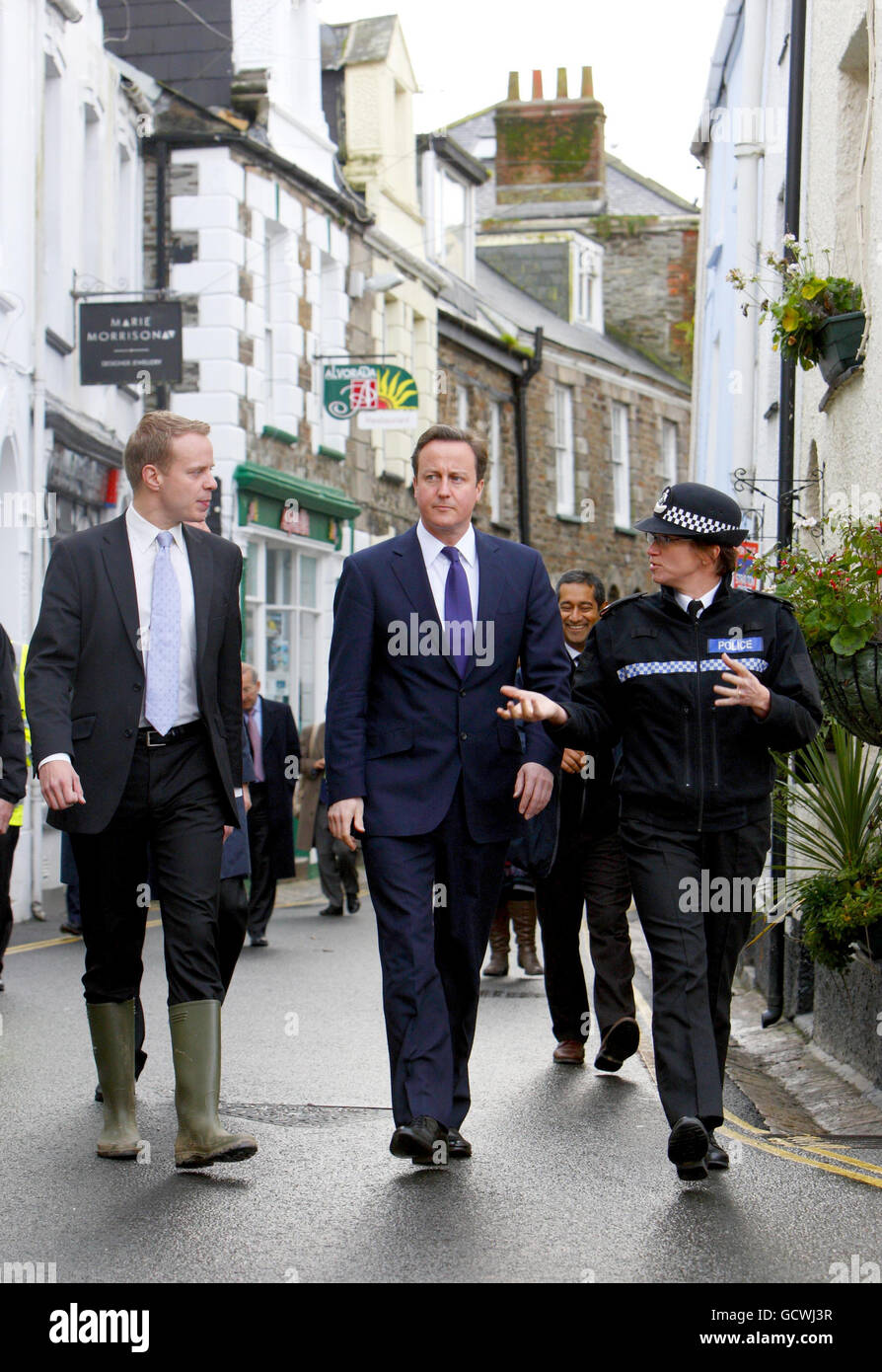 Prime Minister David Cameron (centre) and Stephen Gilbert MP during a ...