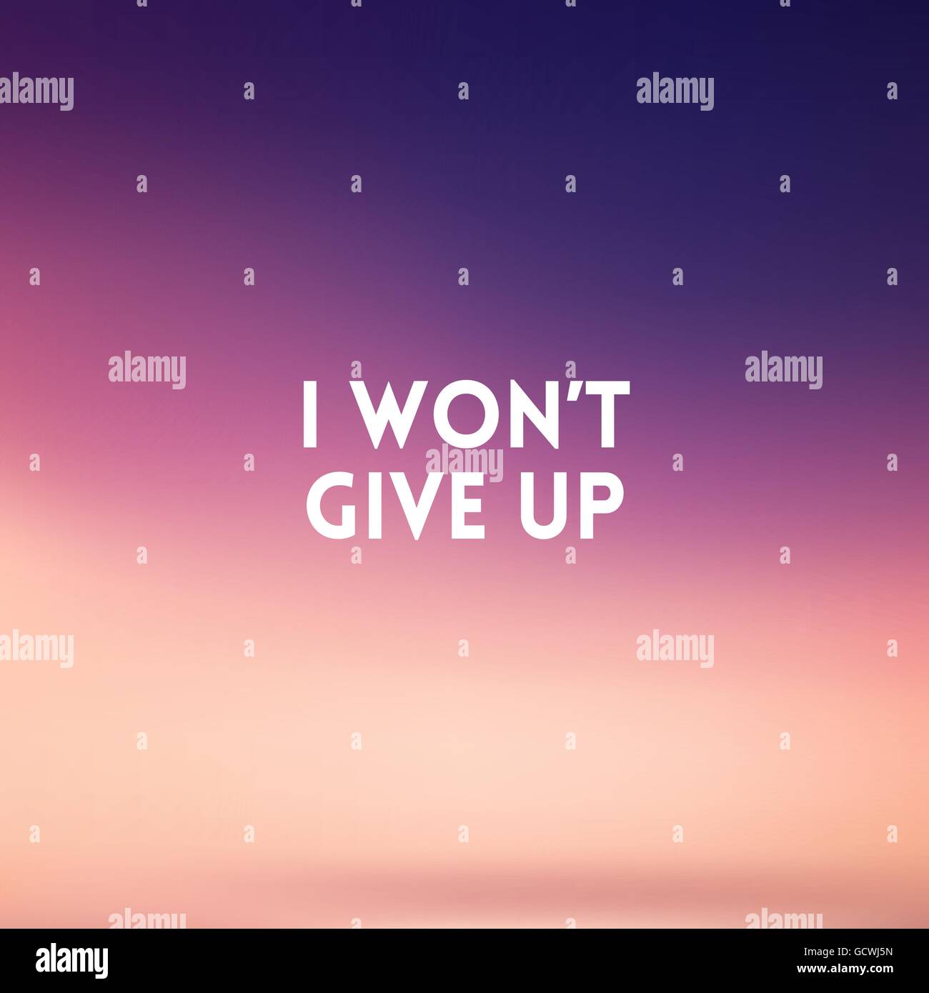 square blurred background - sunset colors With motivating quote Stock ...