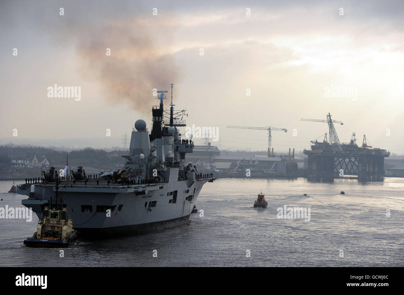 The Ark Royal arrives on the River Tyne for the last time before she is ...