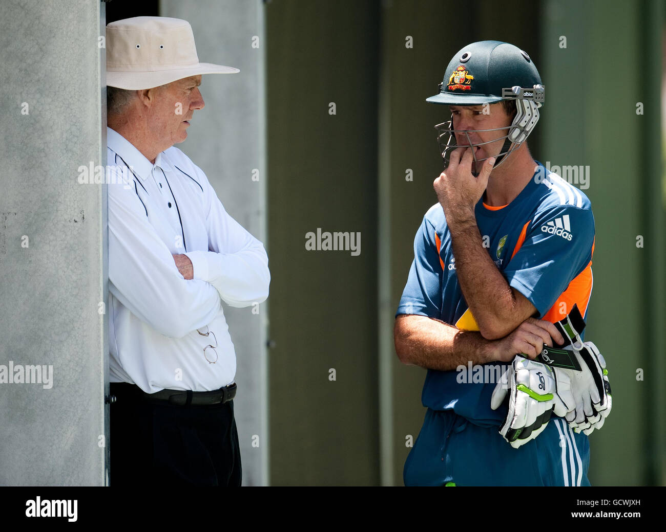Australian captain Ricky Ponting talks to selector Greg Chappell during ...