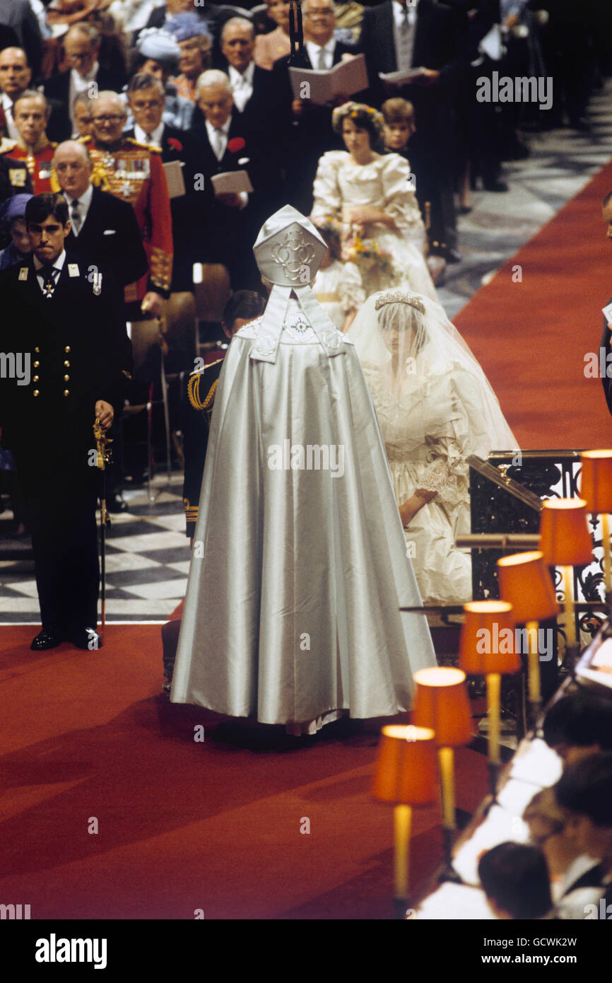 The Prince and Princess of Wales kneel before the Archbishop of ...
