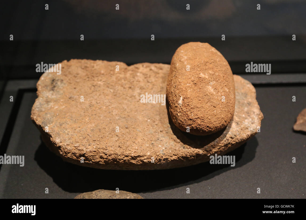 Neolithic period. Hand mill. 5500-4000 BC. Spain. Catalonia. Museum of ...