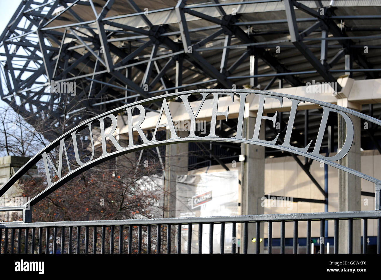 A general view of the entrance gates at Murrayfield, home of Scotland ...