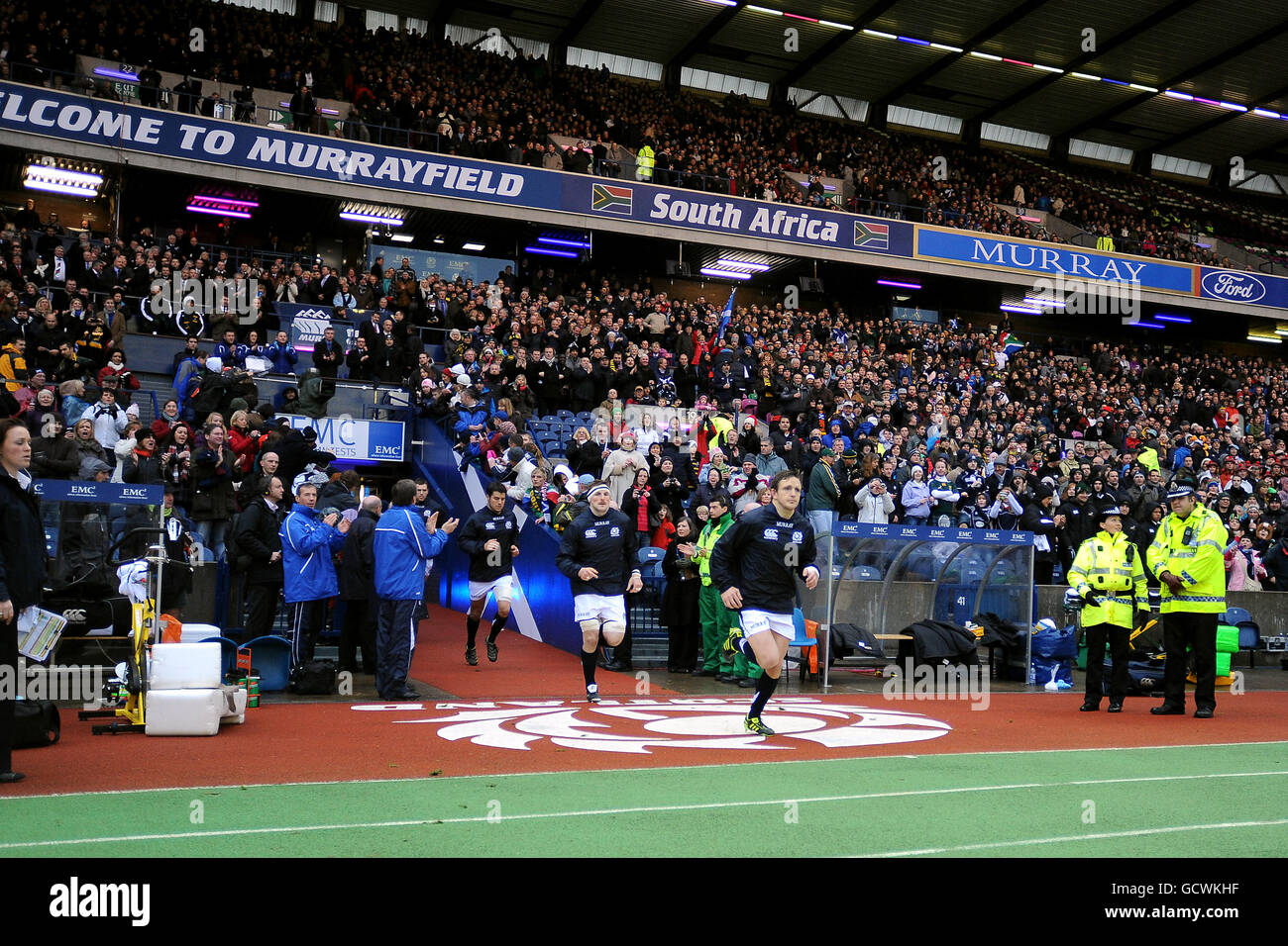 Scotland s rory lawson leads out the team at murrayfield hi-res stock ...