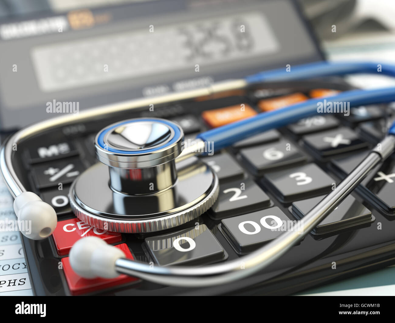 Health care costs concept. Stethoscope and calculator of medical ...