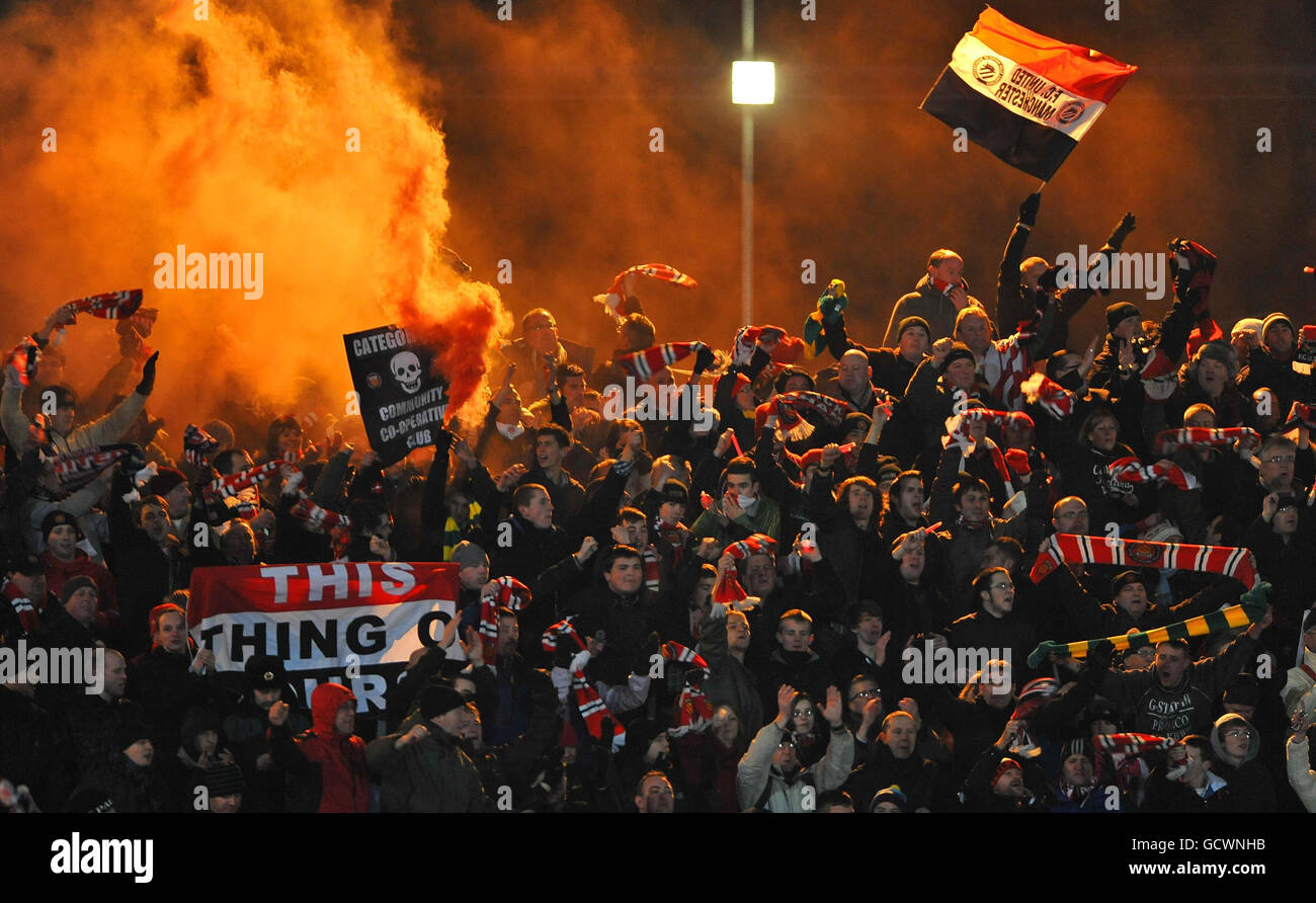 FC United of Manchester's fans celebrate after drawing with Brighton ...