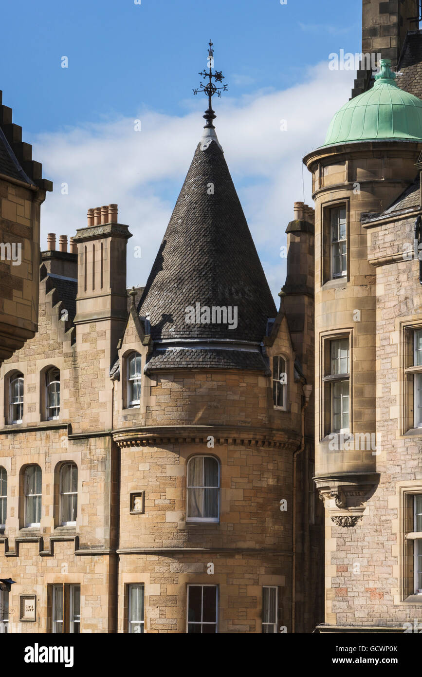 Building with conical roof with weather vane; Edinburgh, Scotland Stock ...