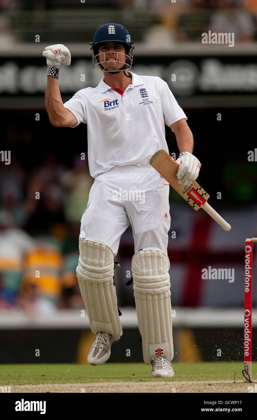 England's Alastair Cook celebrates his century during the first Ashes ...