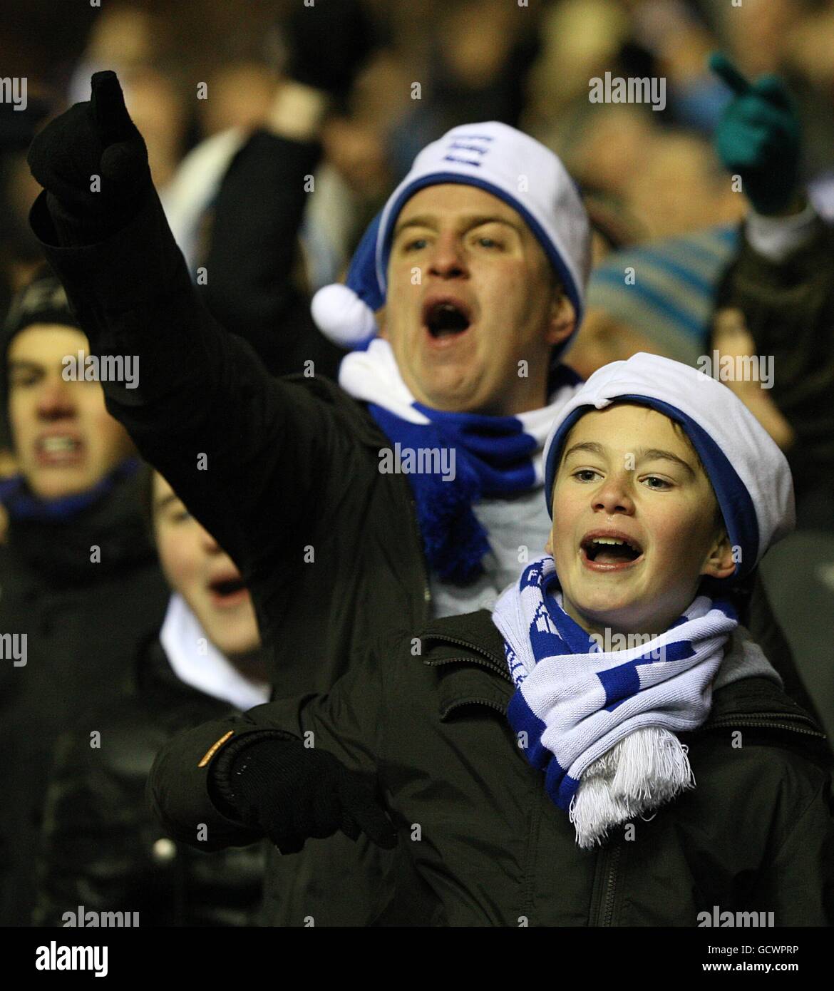 Birmingham city fans clebrate in the stands hi-res stock photography ...