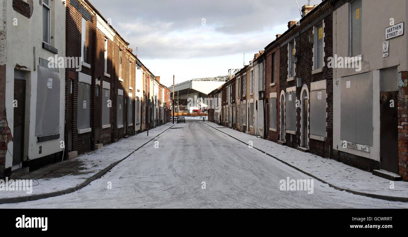 A row of empty terraced houses in Anfield, Liverpool, soon to be ...