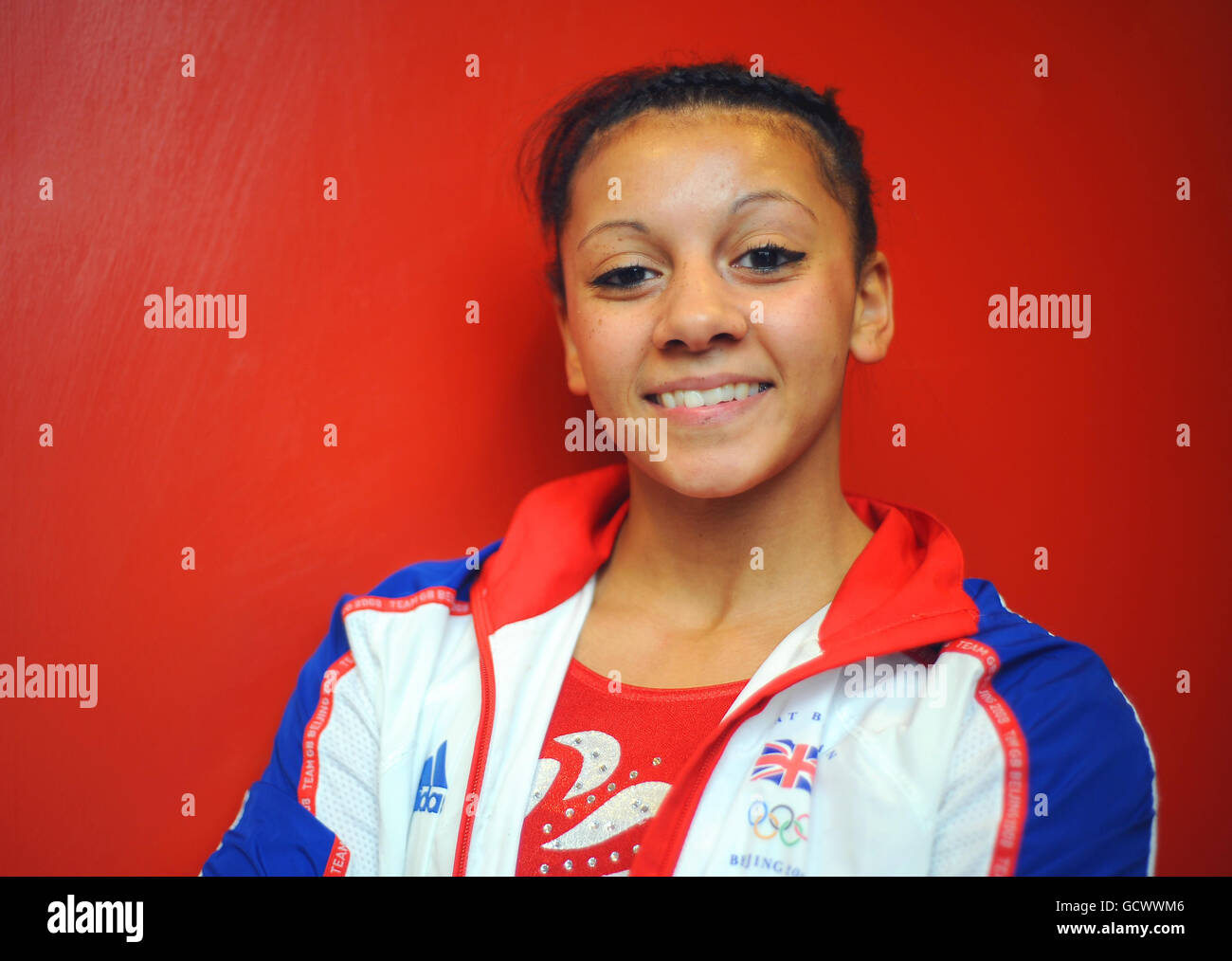 British gymnast Becky Downie during a photo call at the Holiday Inn ...