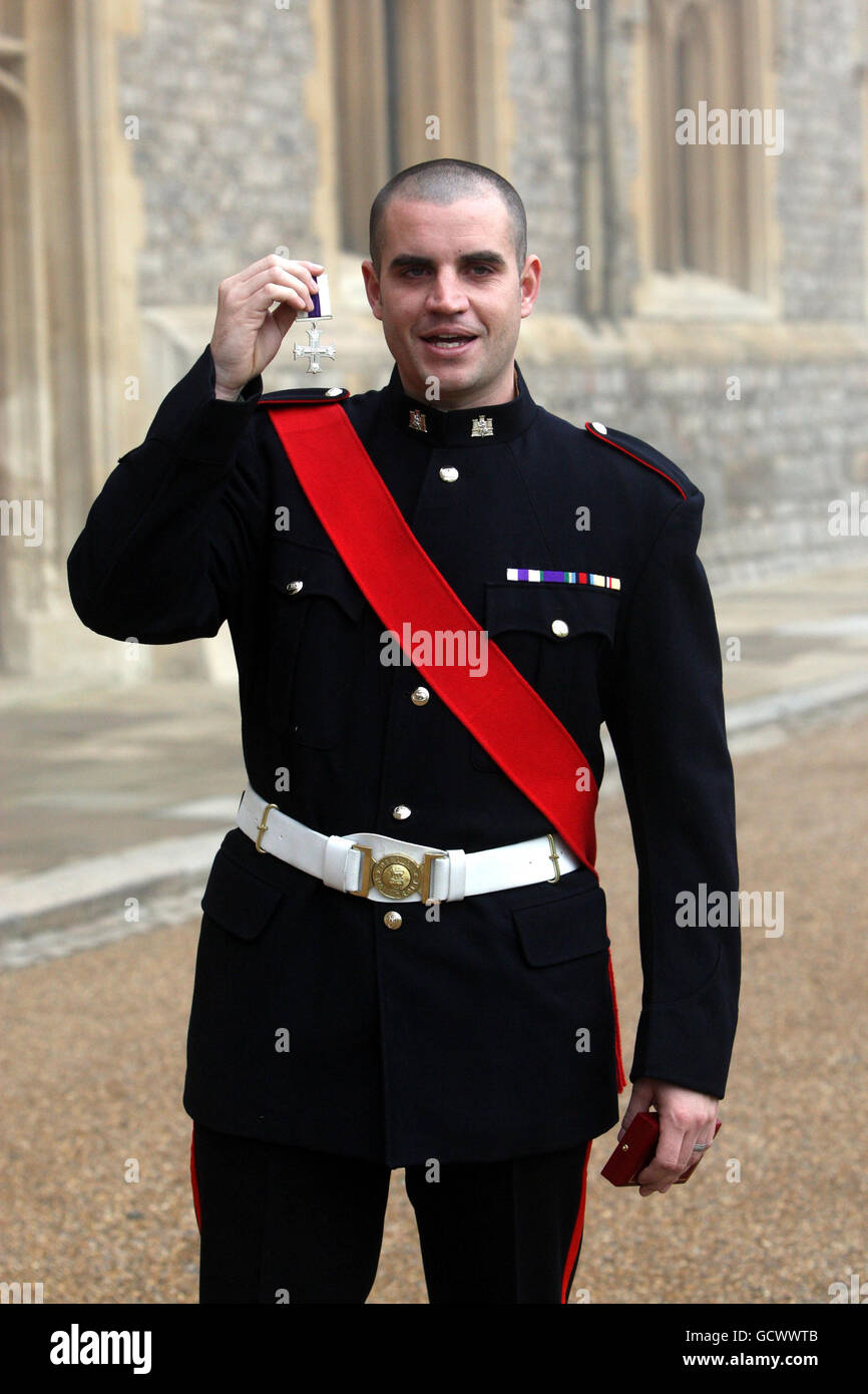 Sergeant Ashley Hill with his Military Cross after an Investiture ...