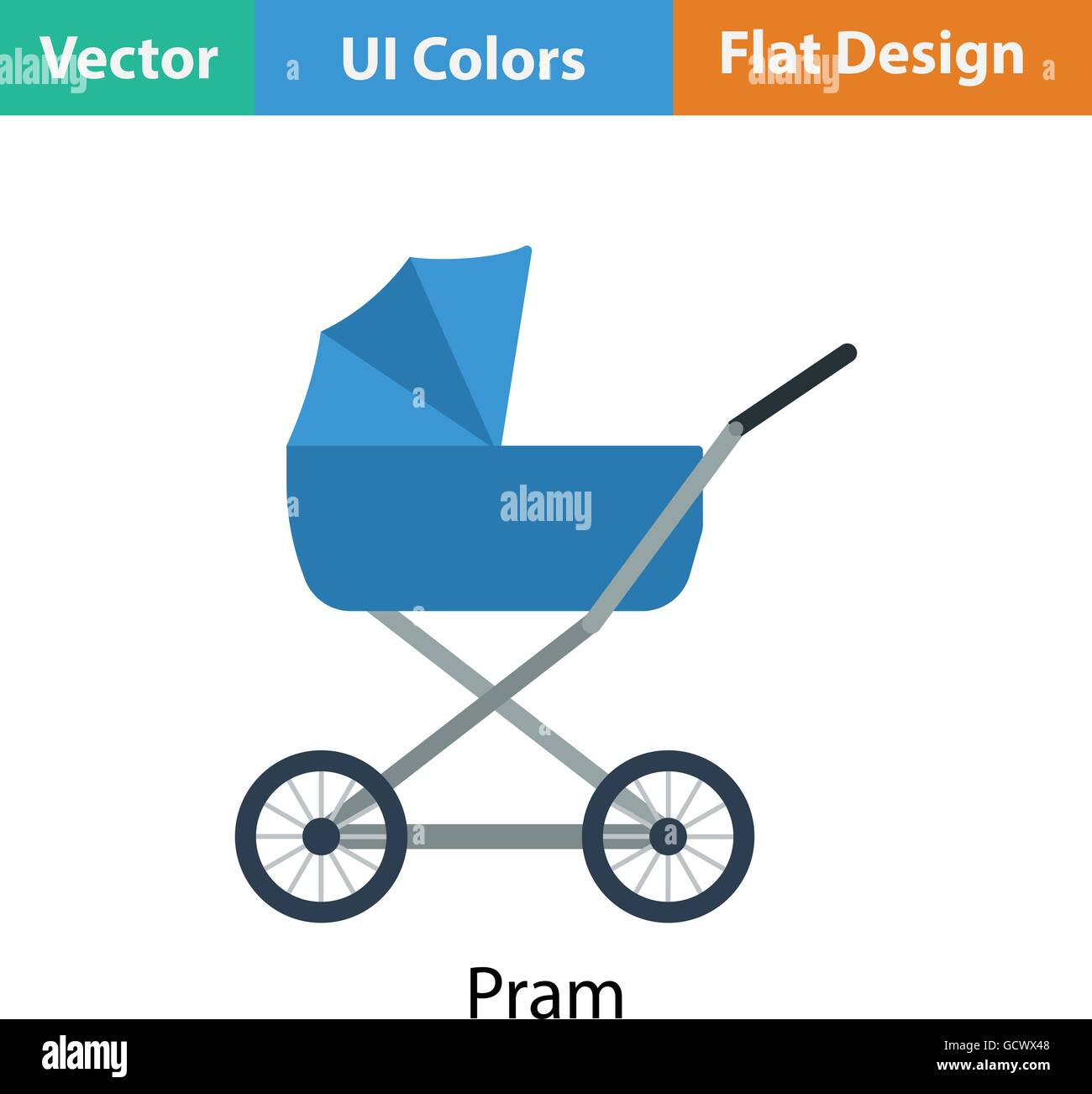 Pram icon. Flat color design. Vector illustration Stock Vector Image ...