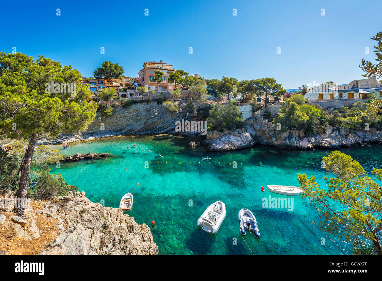 Cove of Cala Fornells in Majorca, Balearic Islands, Spain, Europe Stock ...